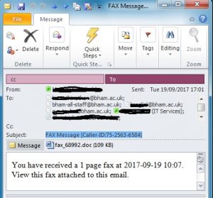 Fake Fax Notifications – IT Security