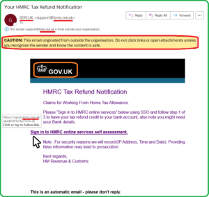 Simulated Phishing Email of April 2025 – “Your HMRC Tax Refund ...